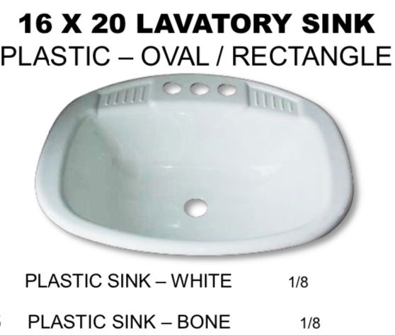 16X20 Oval/Rectangle White Plastic Lavatory Sink - Harbro Supply