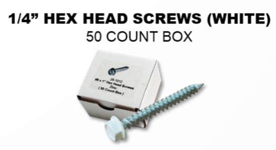 50 Ct 1" White Hex Head Screws - Harbro Supply