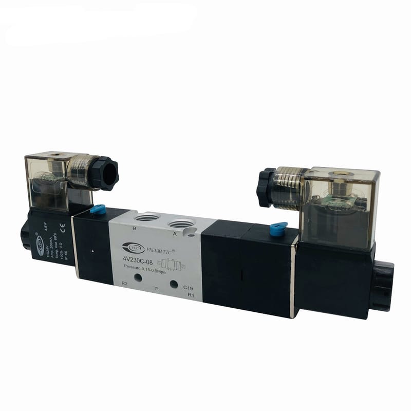 Electro-Válvula neumática 5/3 vías centro cerrado G1/8" DIN 110VAC