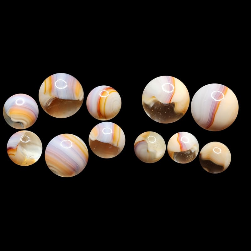 19/32" TWO gorgeous Creamy Pastel Vitro Helmet types MINT - Mic'sMibs