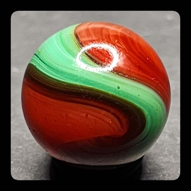 19/32" HTF Translucent Red Glass Akro Tri colour Watermelon Corkscrew ...