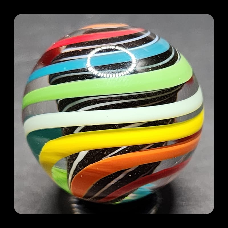 1.10" Jody Fine Black solid core Rainbow Swirl MINT - Mic'sMibs