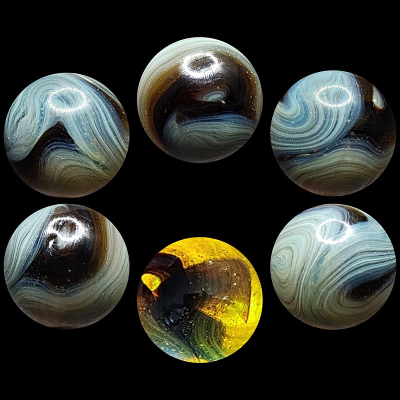 5/8" Sparkling Amber Base Wissmach Glass Heaton Swirl Mint/- - Mic'sMibs