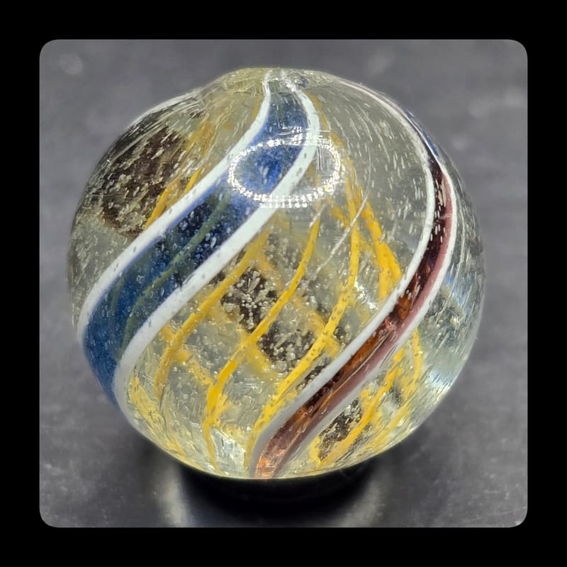 19/32" Blindingly Bright Double thick Orange Banded Yellow Latticino ...