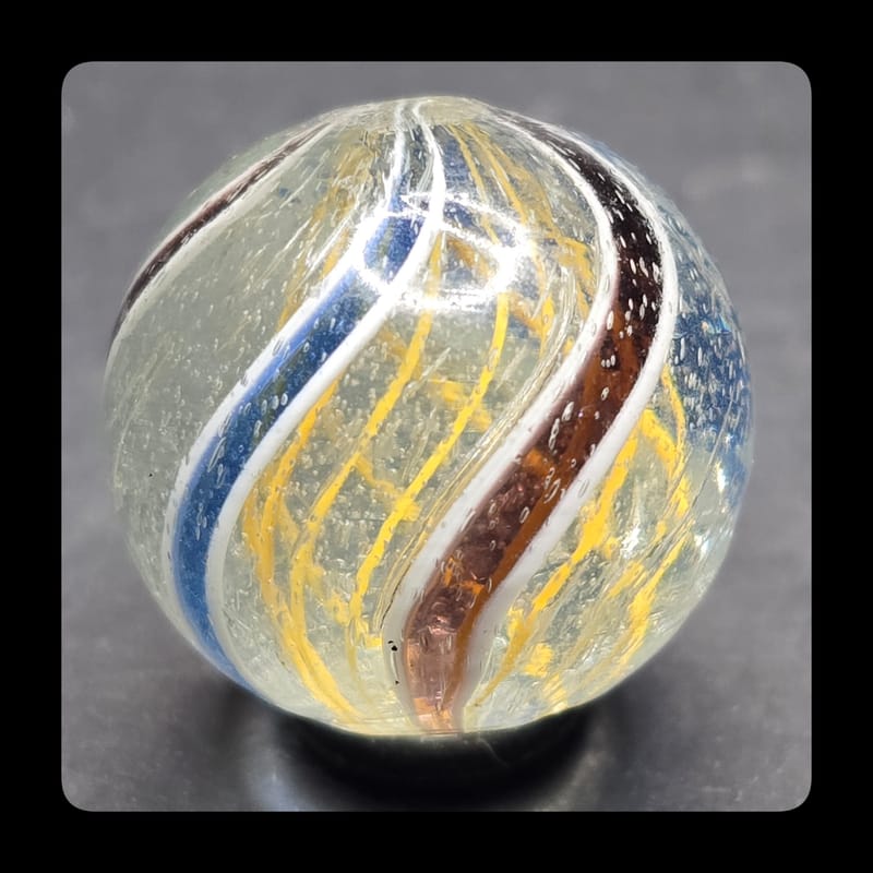 19/32" Blindingly Bright Double thick Orange Banded Yellow Latticino ...