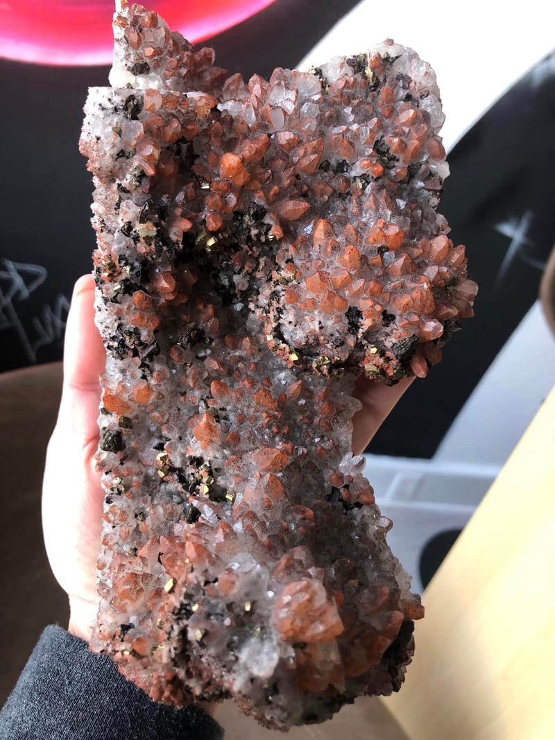 Red Hematite Quartz Cluster with Pyrites Crystal specimen Raw Mineral ...