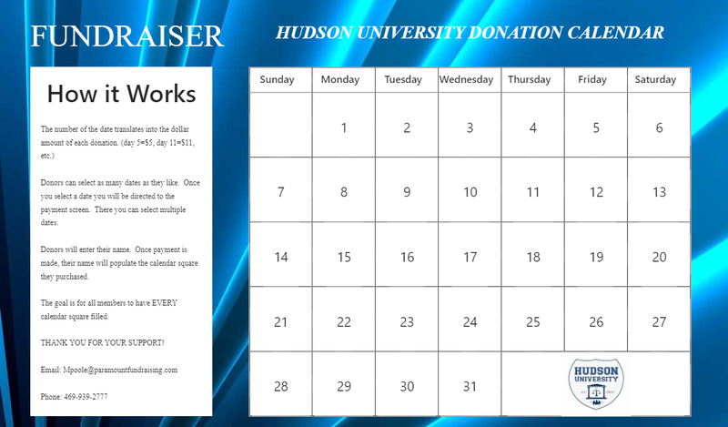Pick a date to donate calendar fundraiser