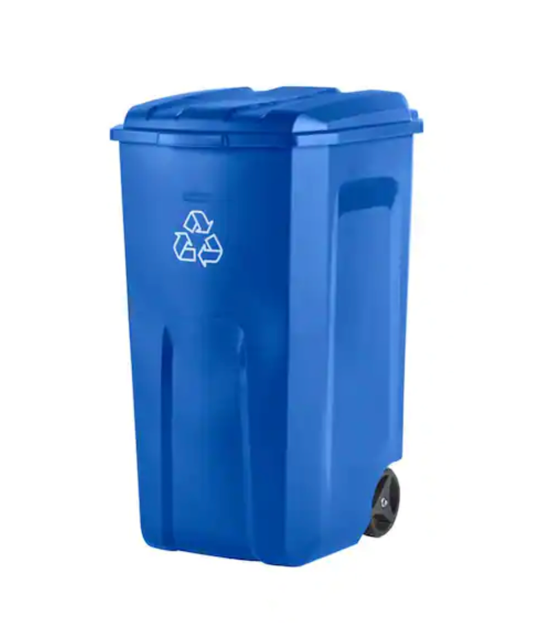 Roughneck 45 Gal. Vented Blue Wheeled Recycling Trash Container - Ca...