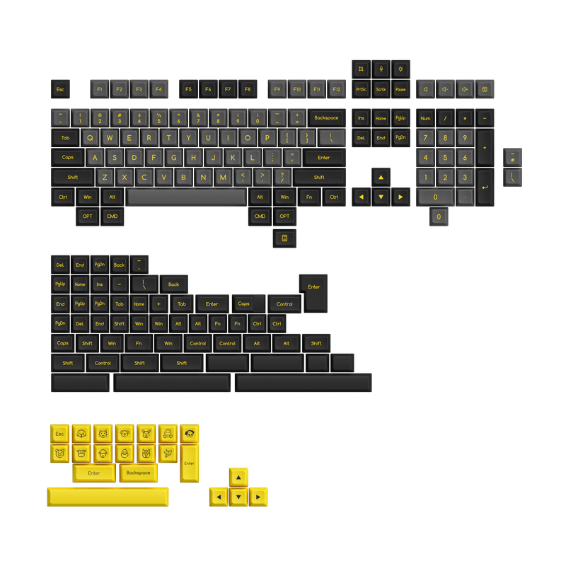 AKKO BLACK&GOLD KEYCAP SET(195-KEY) - CLOWN