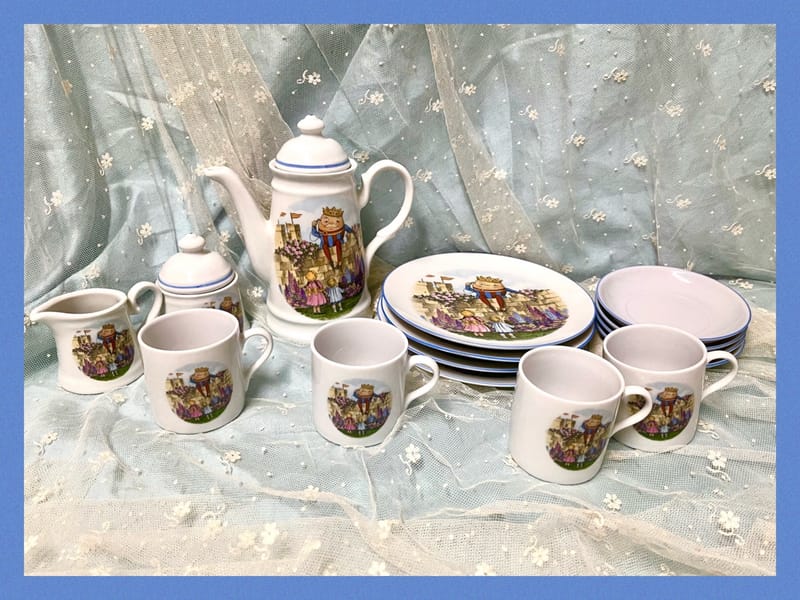 Vintage Reutter Porcelain Doll Size Tea Set Humpty Dumpty Germany ...