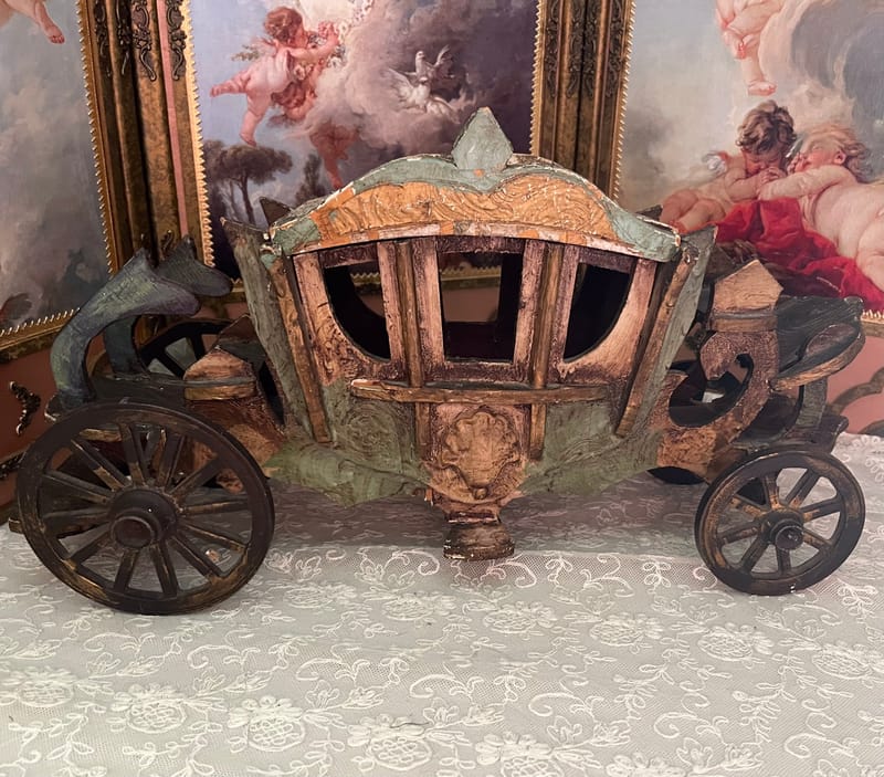 Wonderful Carriage Coach Wood Candy Container - Hearts Will Play