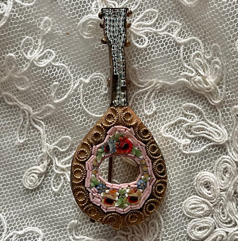 Adorable Vintage Pin for Large Antique Doll - Hearts Will Play