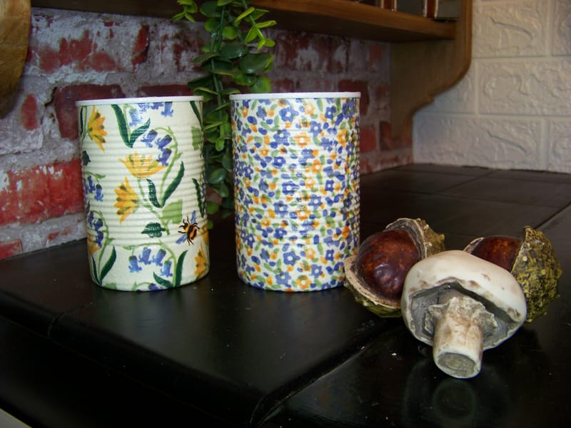 Two Tins Decorated in Spring Colours - Our Cottage Creations