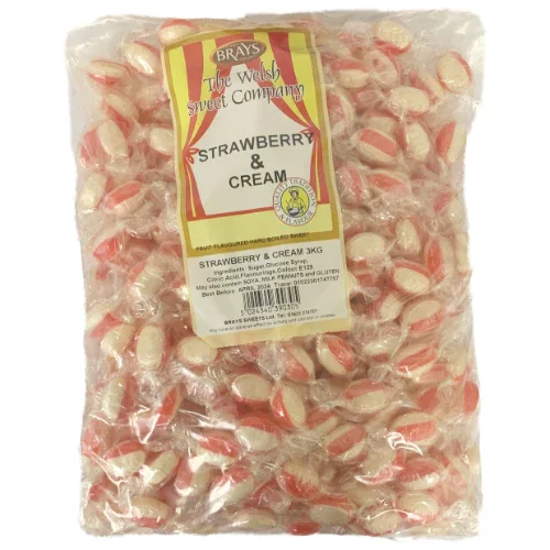 Strawberry and Cream WRAPPED RETRO SWEETS 500g/ 1kg / 2KG / 3kg...