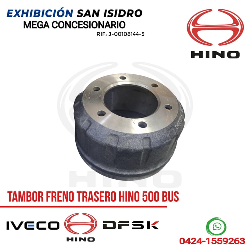 TAMBOR FRENO TRASERO HINO 500 BUS