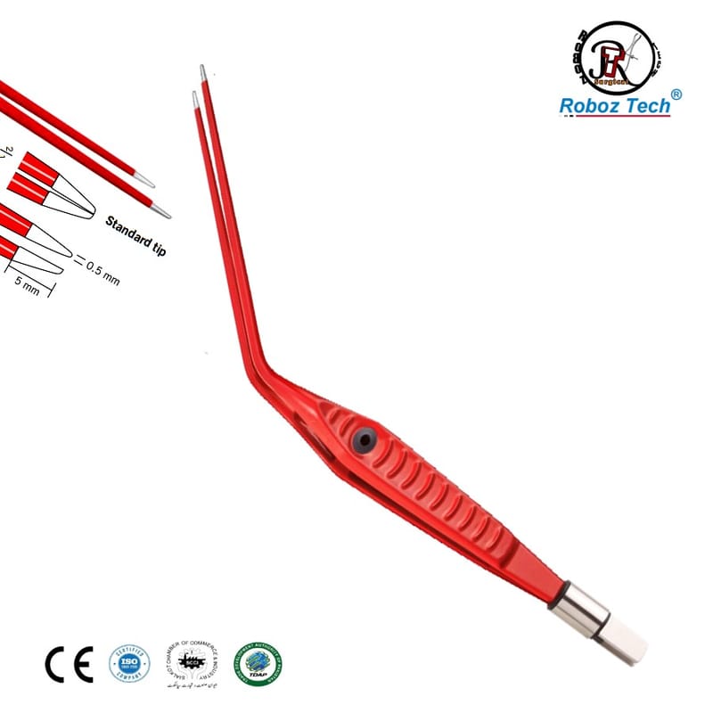 Blunt Non-Stick Bipolar forceps 23cm Angled Straight Tip 0.5mm