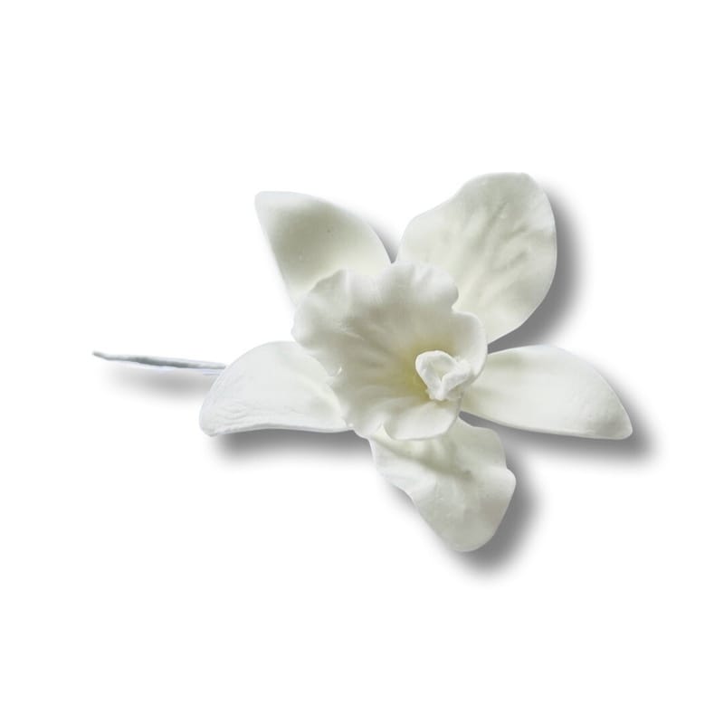 White Cattleya Orchid Flower Cake Topper - Sugar Craft by Rosie