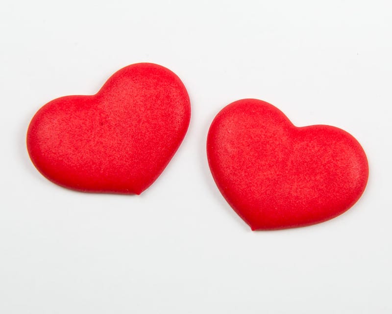 Set of 12 - Large Red Heart Cake Topper - Sugar Craft by Rosie
