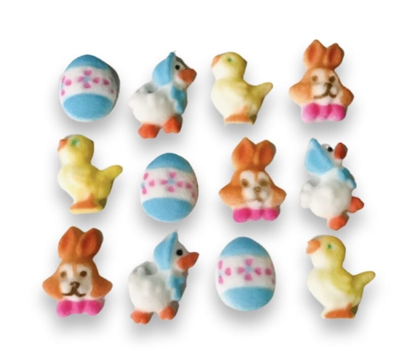 Set of 12 Edible Icing Mini Sugar Easter Cupcake Toppers - Sugar Craft ...