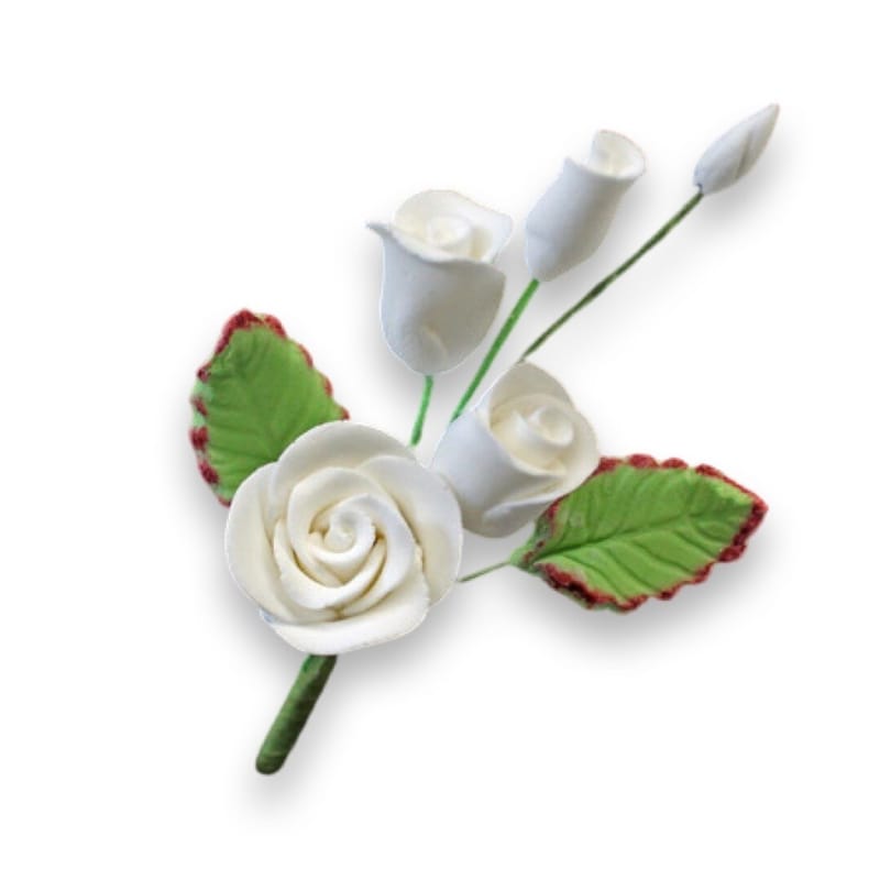 Mini White Roses Spray Cake Topper Filler - Sugar Craft by Rosie