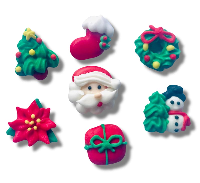 Set of 14 Mini Size Christmas Assorted Icing Decorations - Sugar Cra...