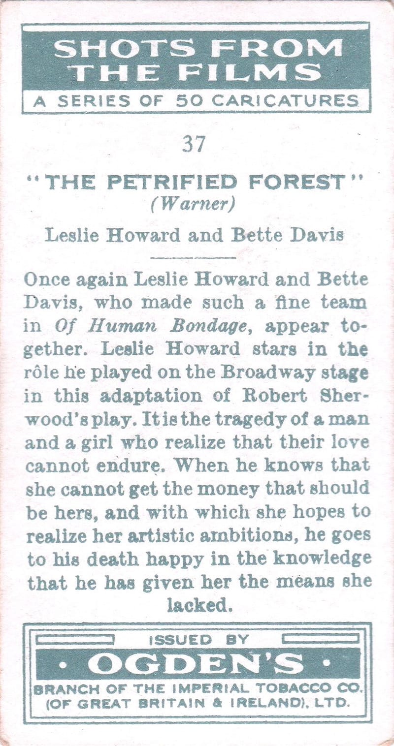 " THE PETRIFIED FOREST " LESLIE HOWARD - BETTE DAVIS - CINEMA ...