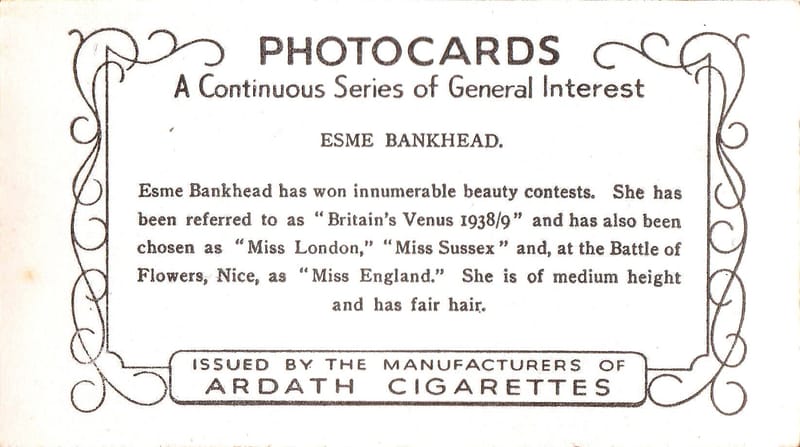 ESME BANKHEAD - CINEMA & CIGARETTE CARDS