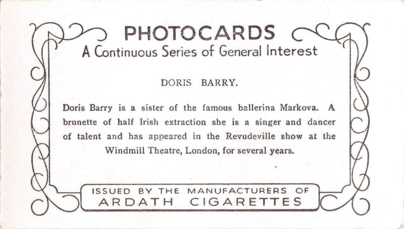 DORIS BARRY - CINEMA & CIGARETTE CARDS