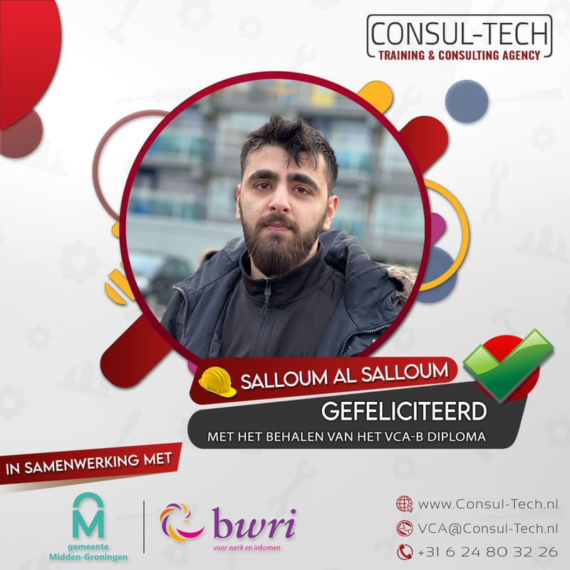 Salloum Al Salloum slaagt voor het VCA-B examen!