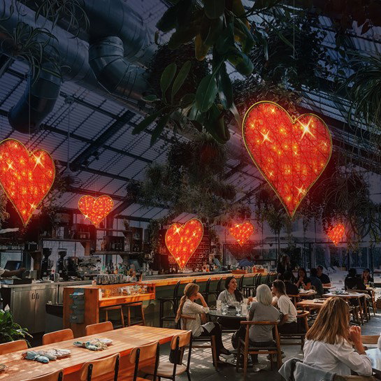 Coeur Illuminé "Alba" (sans alimentation) - leds blanc chauds - 90 x 90 ...
