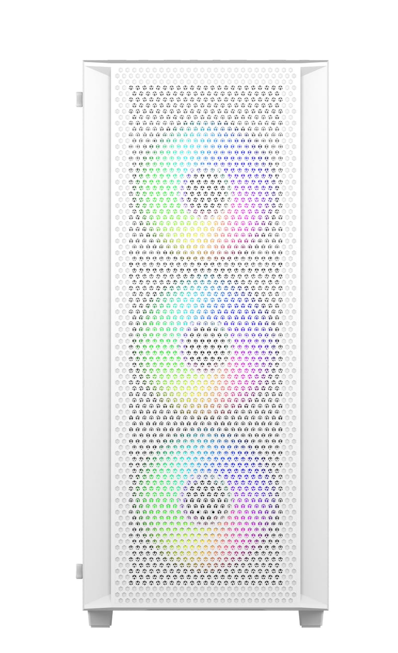 HCS225 Black and White Pre-installed 6 x RGB 12cm fan ATX case - HellCracks