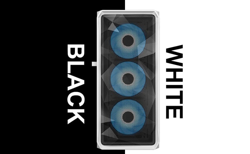 HCS404 ATX/MATX/Mini-ITX Mesh Case with Tempered Glass, Preinstalled 4 ...