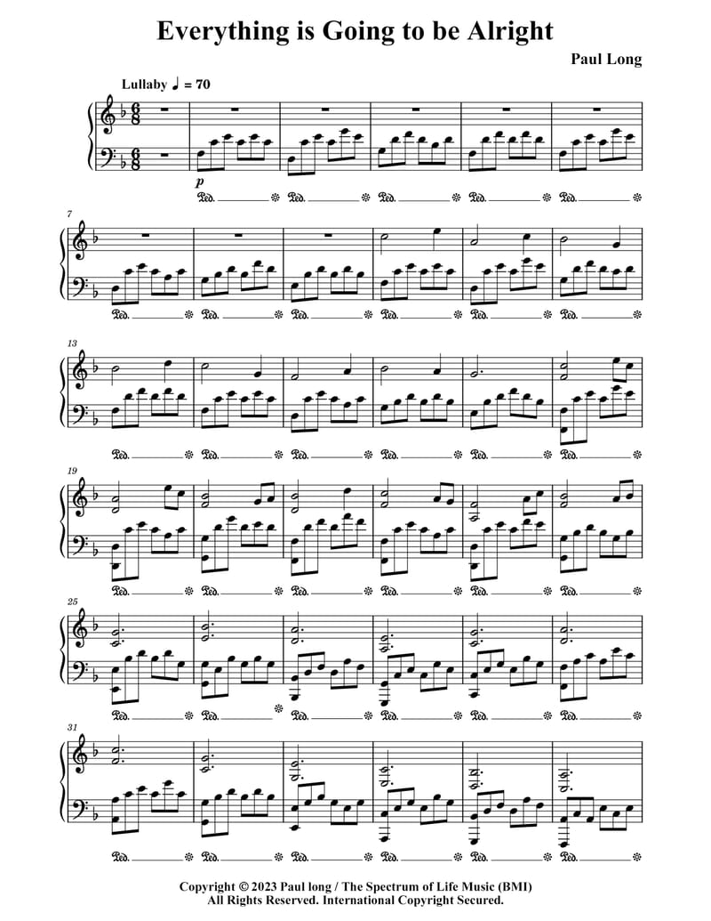 Sheet Music - The Spectrum of Life Music