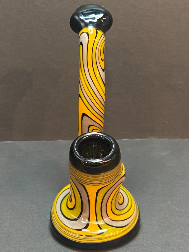 HP-51: Multi-Color Line Work Sherlock Pipe. - Shockers Glass Studio