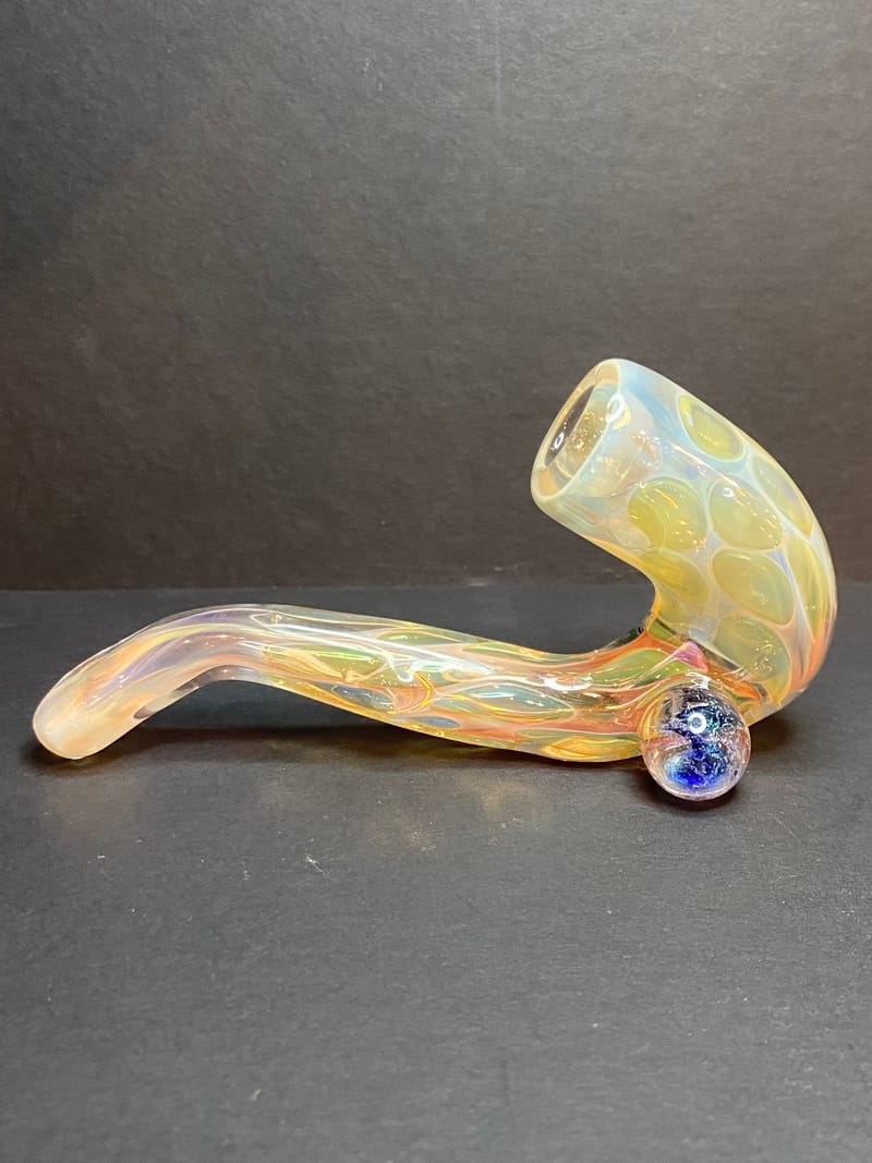 HP-64: Fumed Inside / Out 3-Hole Sherlock Pipe. - Shockers Glass Studio