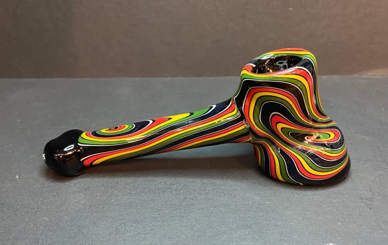 SP- 54: Multi-Color Fumed 3-Hole Pipe. - Shockers Glass Studio