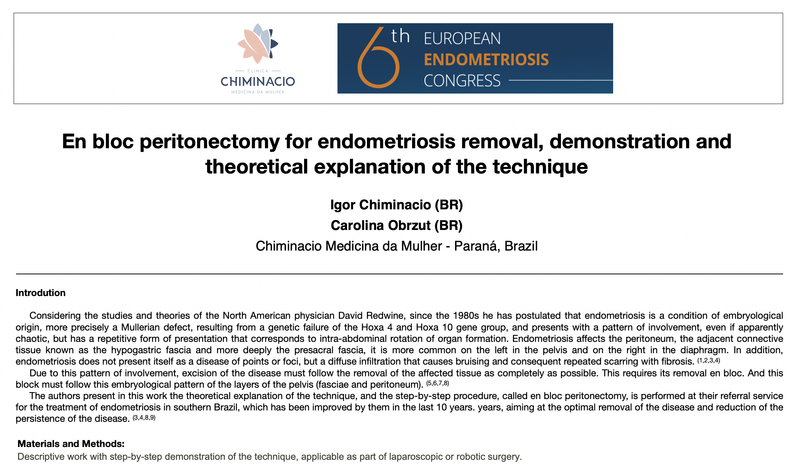 En bloc peritonectomy for endometriosis removal, demonstration and ...