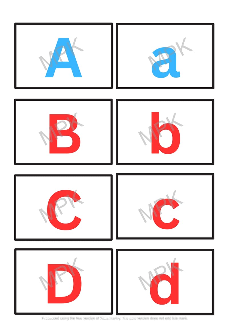 UPPERCASE AND LOWERCASE MATCHING CARDS (printed) - Montessori ...