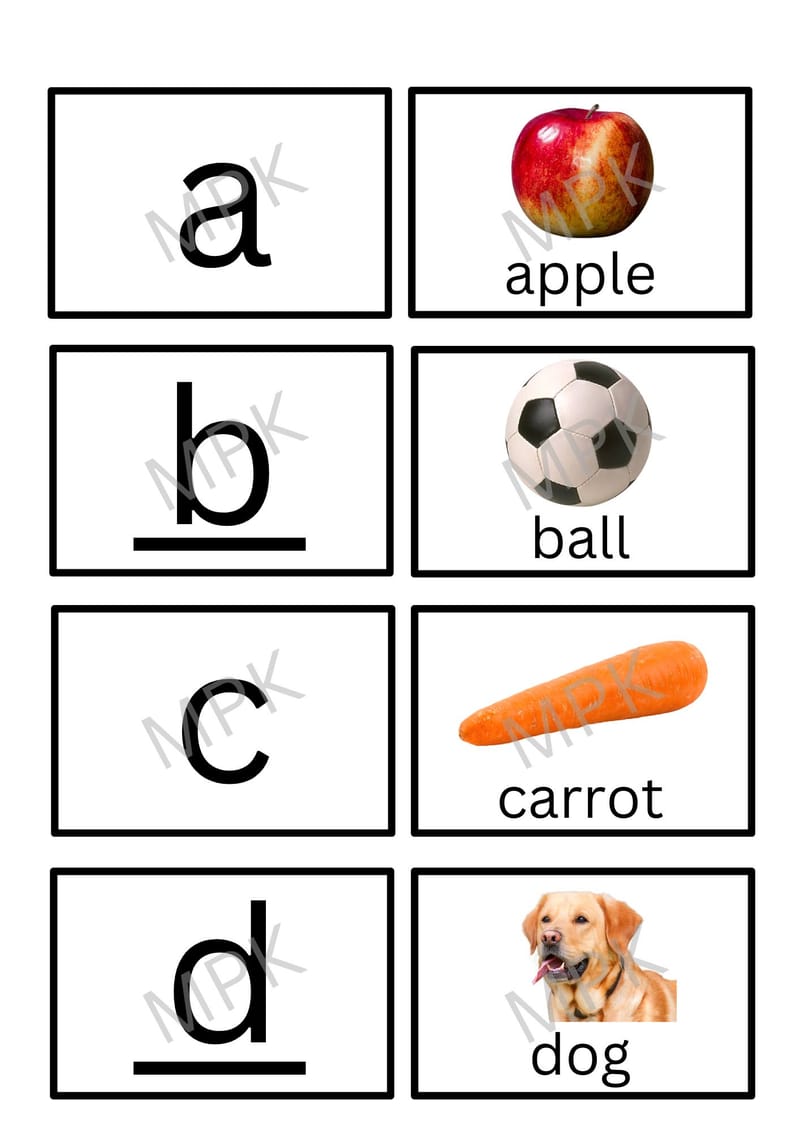 Alphabet with Object and Word - Montessori Printables Kenya
