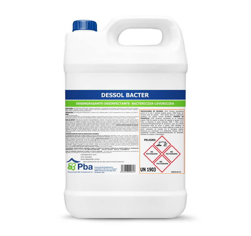 Dessol Bacter: Detergente y Desinfectante sin Amonios Cuaternarios