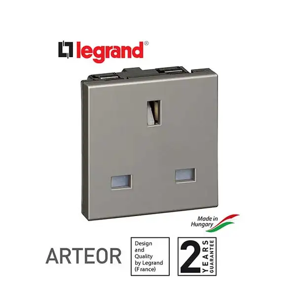 LEGRAND 572611 Socket Arteor 13A 2P+E 2 Modules, Magnesium
