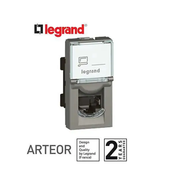 LEGRAND 572802 RJ45 Socket Arteor Cat. 6 UTP 1 Module, Magnesium