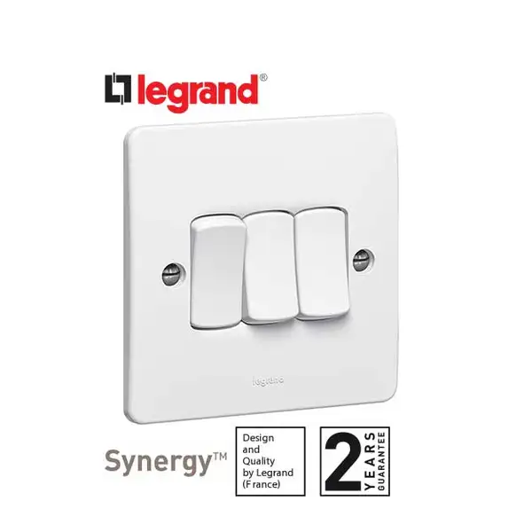 LEGRAND 730133 Switch 20A 250V 3G 2Way, Synrg.White