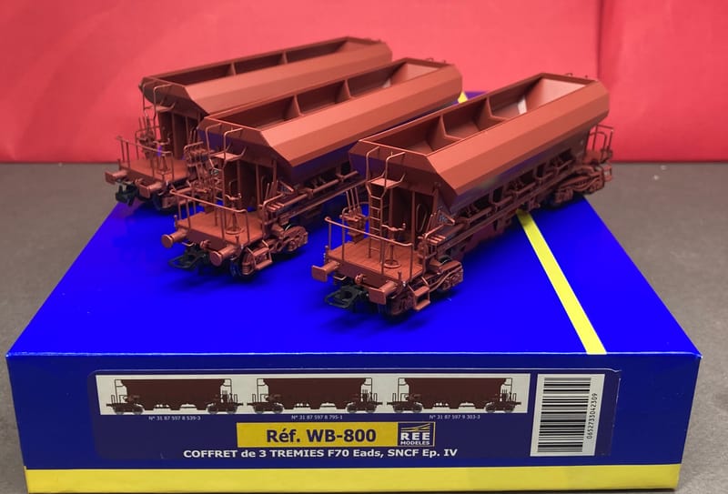 REE Modeles WB 800 HO - Coffret de 3 wagons tremies F70 Eads SNCF - Ferromax