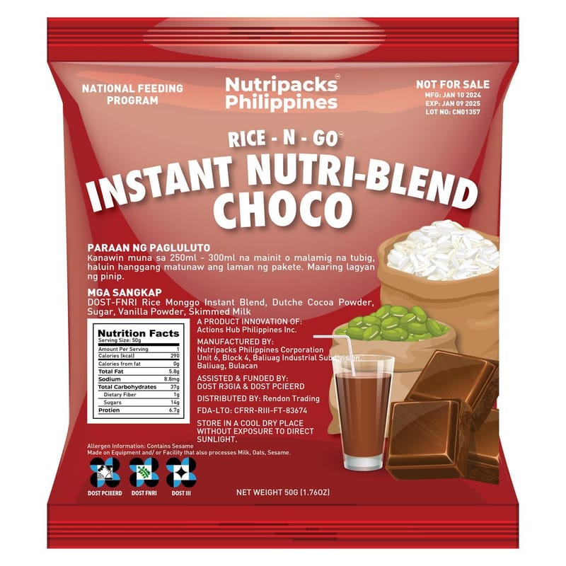 Chocolate Nutri-Blend – Protein Energy Drink | FNRI RMIB | Rice-N-Go®