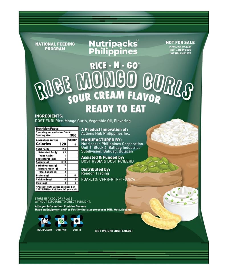 Sour Cream Rice Mongo Curls – Tangy Crunch | DOST-FNRI (Rice-N-Go)