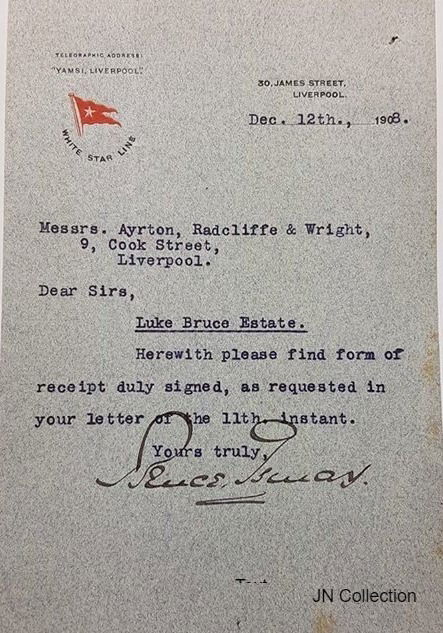 J. Bruce Ismay Letter - Titanic Legacy