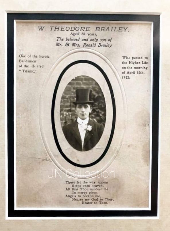 Theodore Brailey Memorial Card - Titanic Legacy