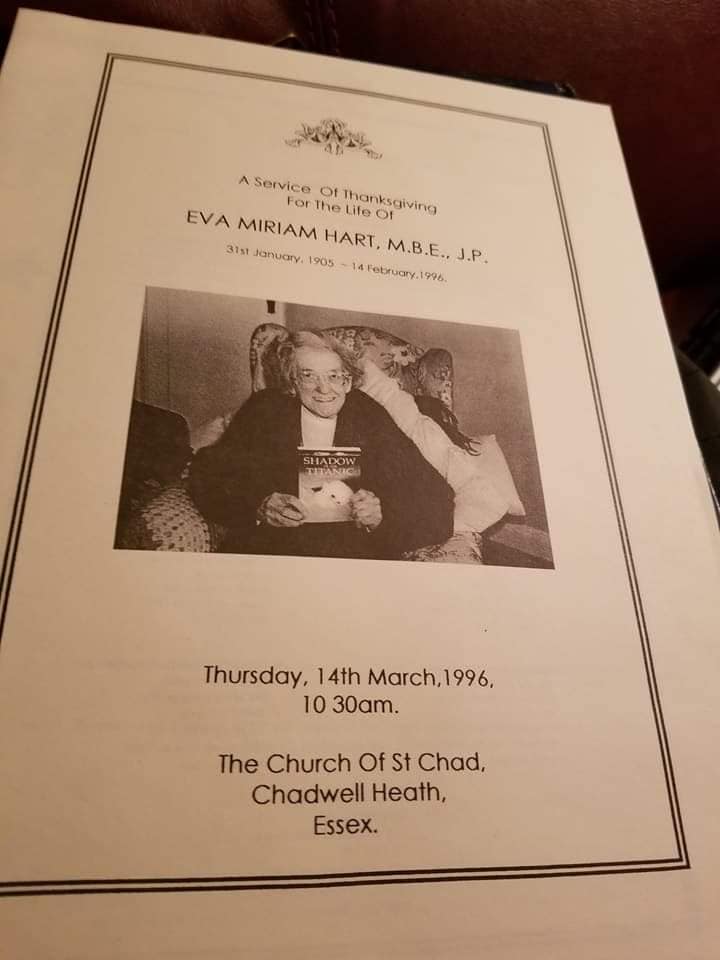 Eva Hart Funeral Program - Titanic Legacy