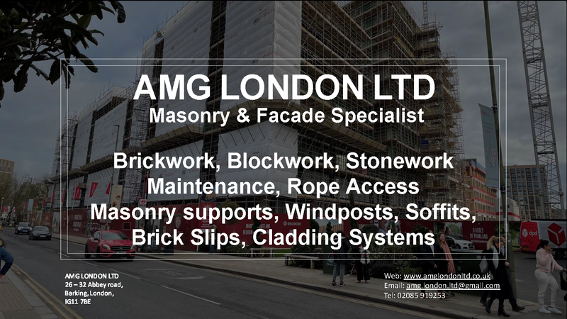 Brickwork, Masonry supports, Windposts, Soffits, Rope access London